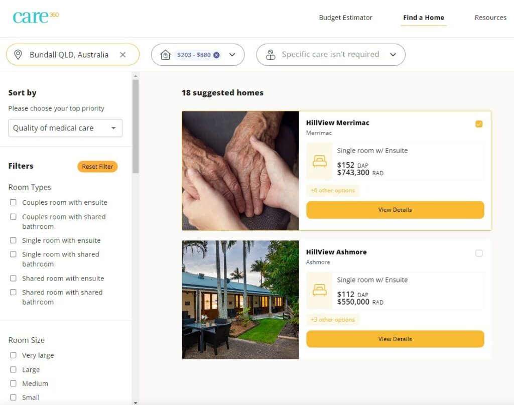 My Aged Care Budget Estimator - Care360